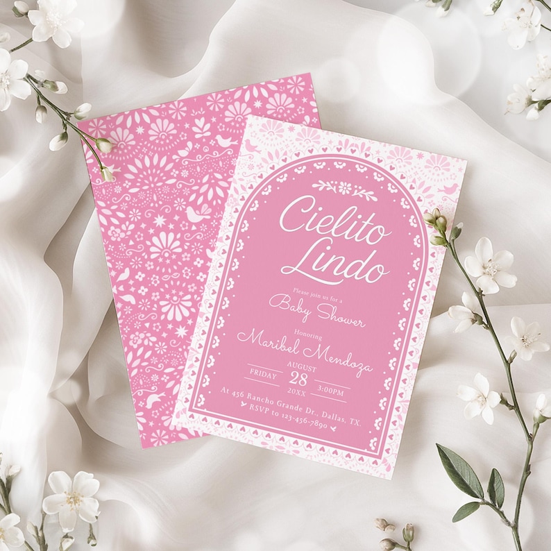 Cielito Lindo Baby Shower Talavera Style Invitation for Girl, Papel ...