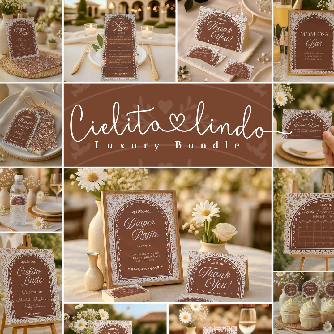 Terracotta Brown Cielito Lindo Talavera Style Baby Shower Bundle, Papel ...