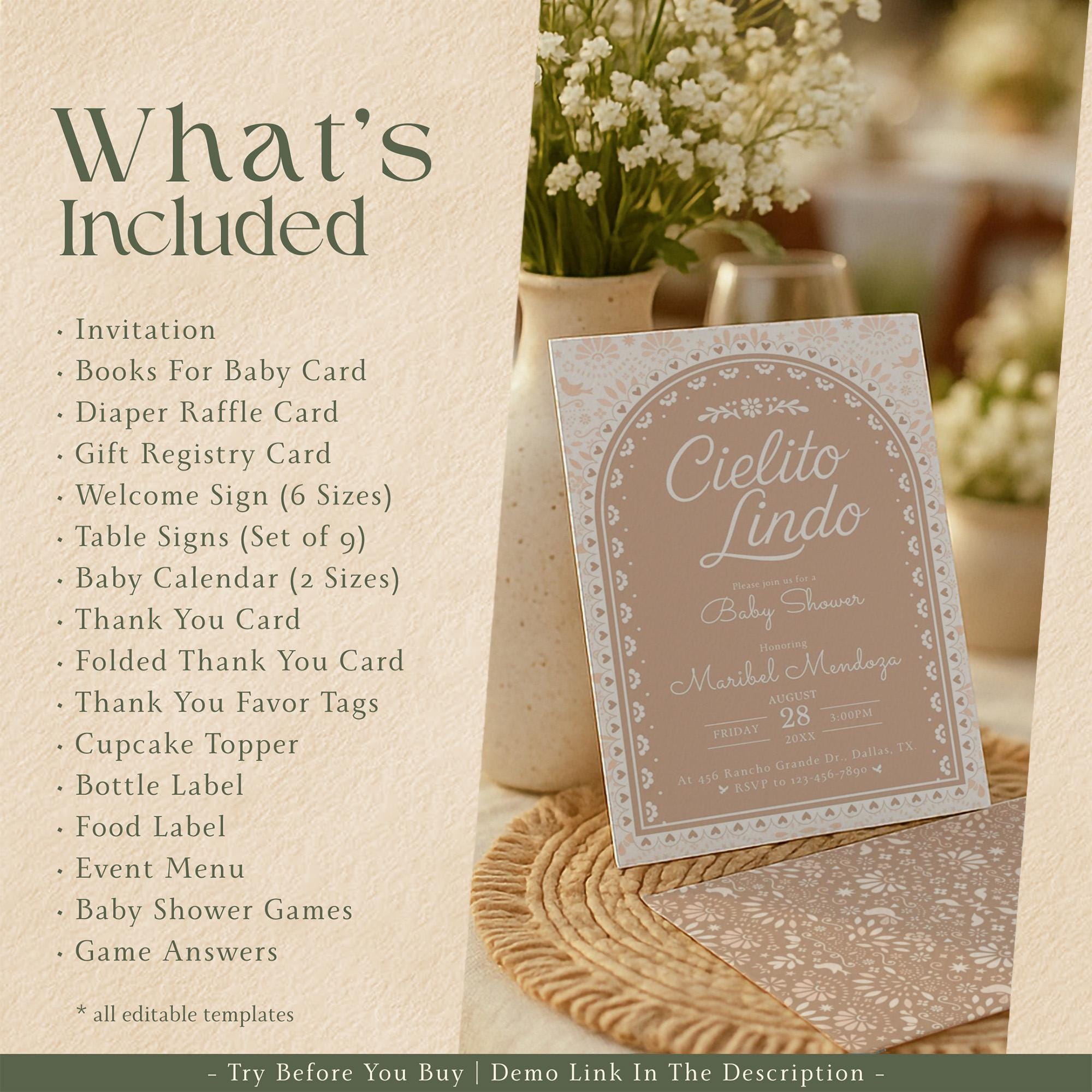 Light Beige Cielito Lindo Baby Shower Bundle: Gender Neutral Boho ...