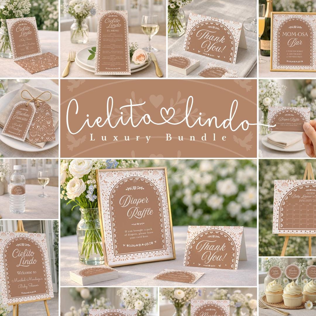 Dusty Brown Cielito Lindo Baby Shower Bundle: Rustic Boho Fiesta ...