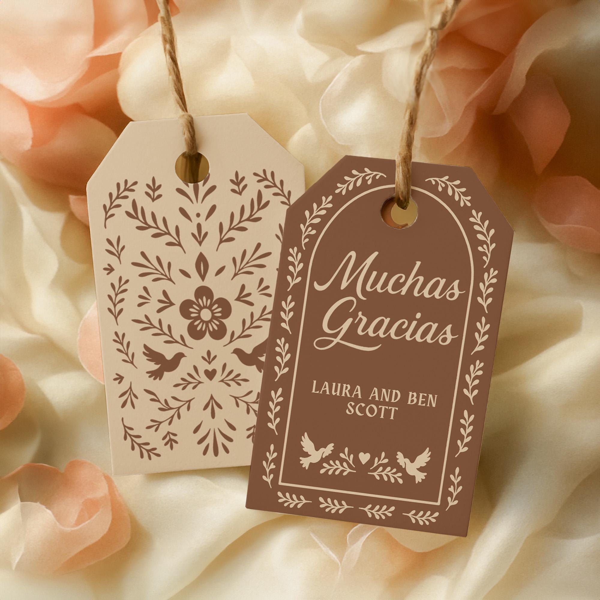 Brown Cielito Lindo Baby Shower Favor Tags, Talavera Boho Style ...