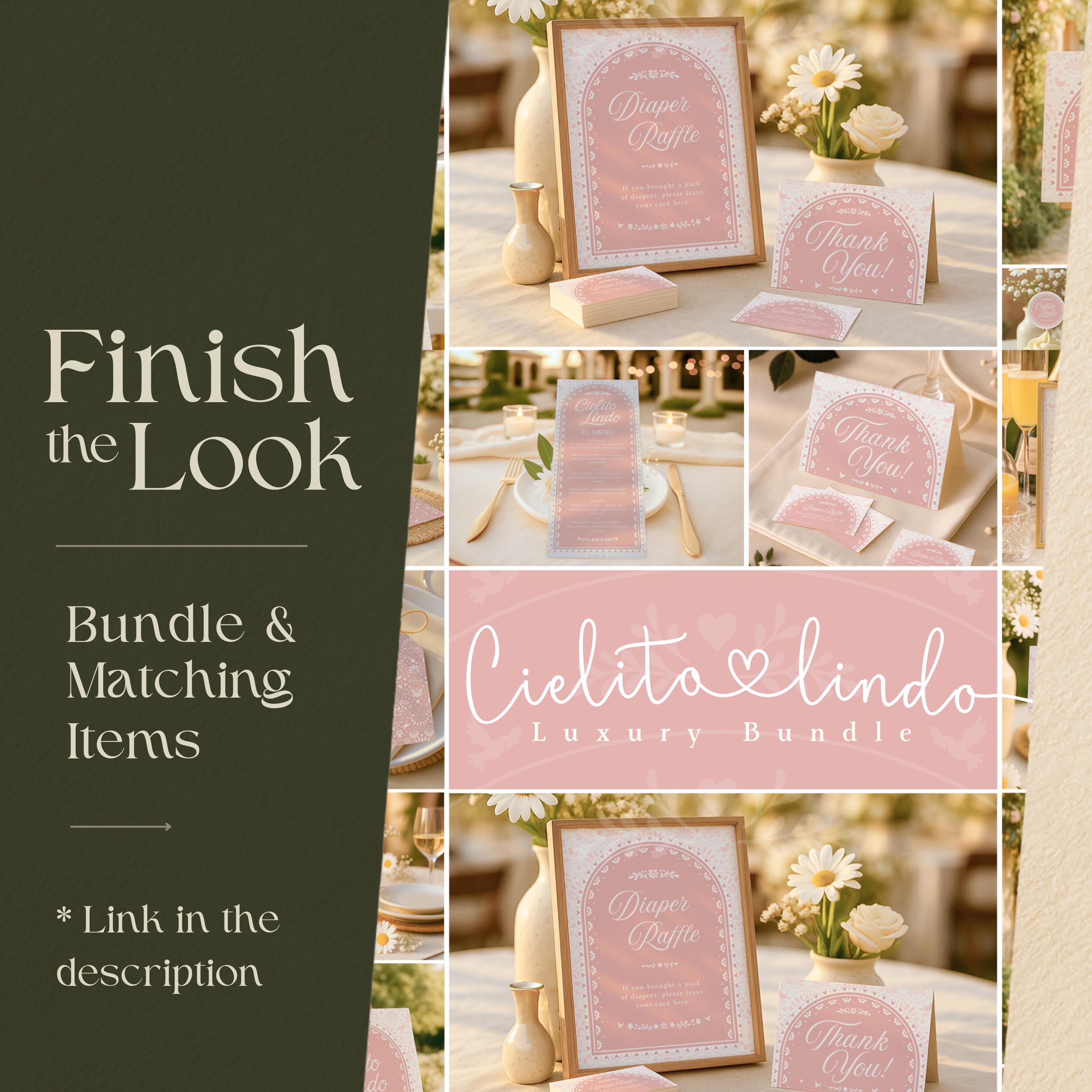 Dusty Pink Cielito Lindo Baby Shower Invitation Set: Baby Shower Bundle ...