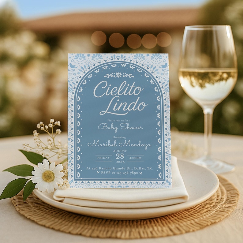 Cielito Lindo Baby Shower Talavera Style Invitation, Papel Picado ...