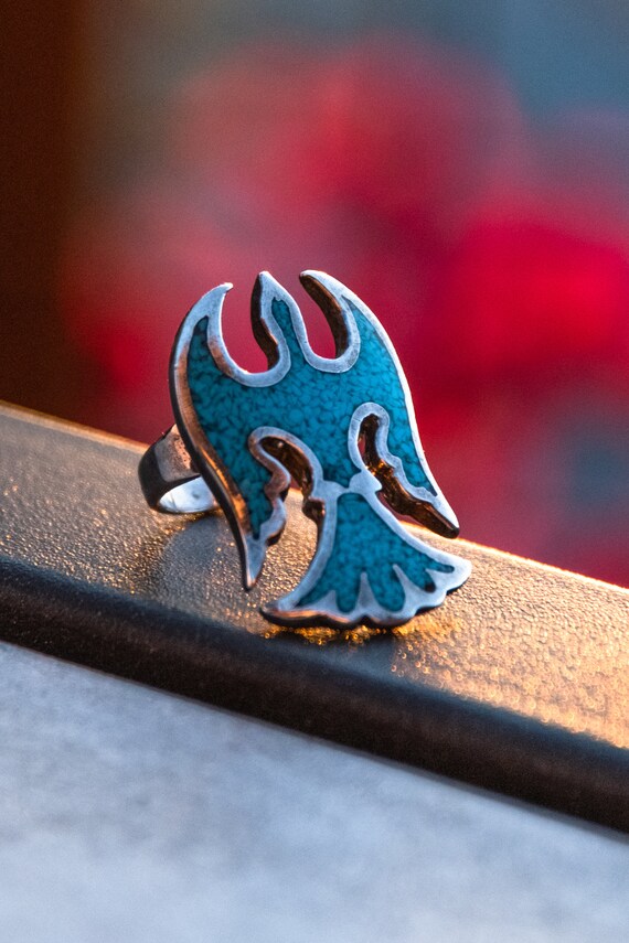 Sterling vintage turquoise thunderbird - Gem