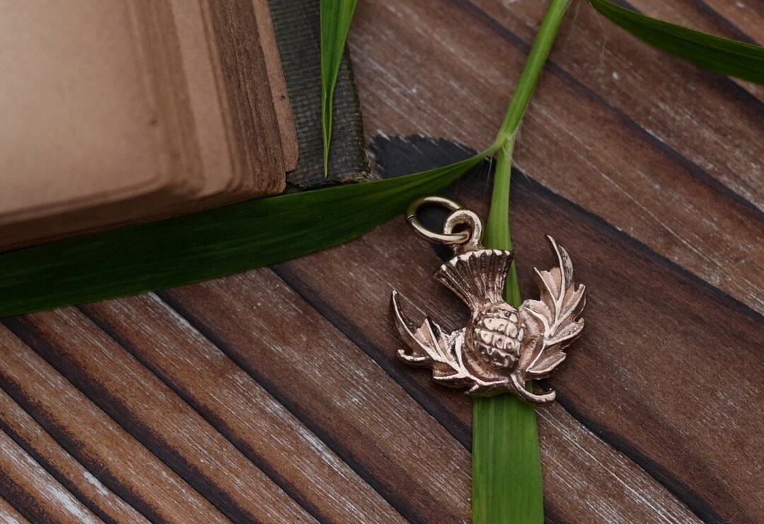 Vintage Scottish Thistle Charm- British Hallmark Stamps - 9K - Etsy