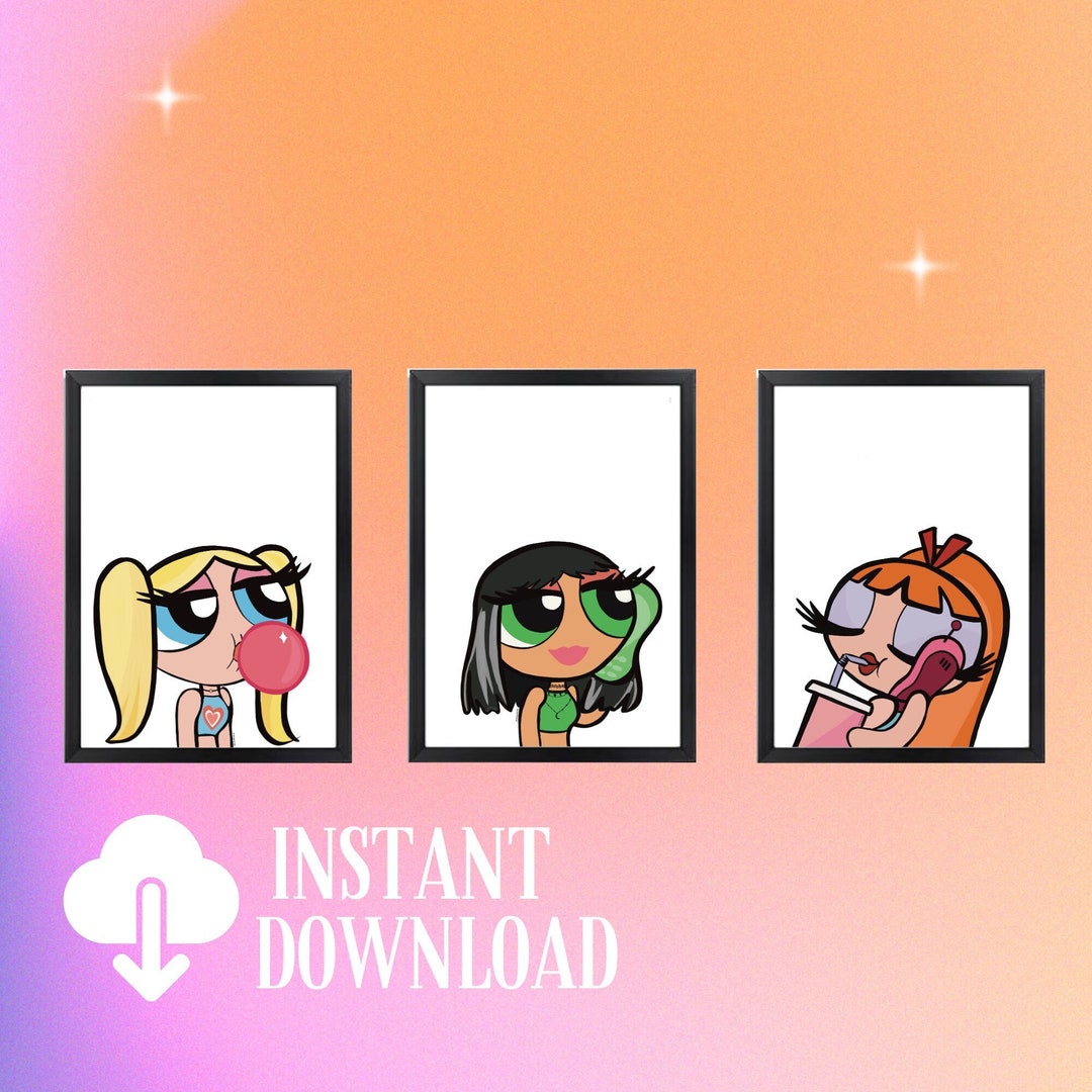 Set of Three Printable Digital Wall Art Powerpuff Inspired Prints - Etsy