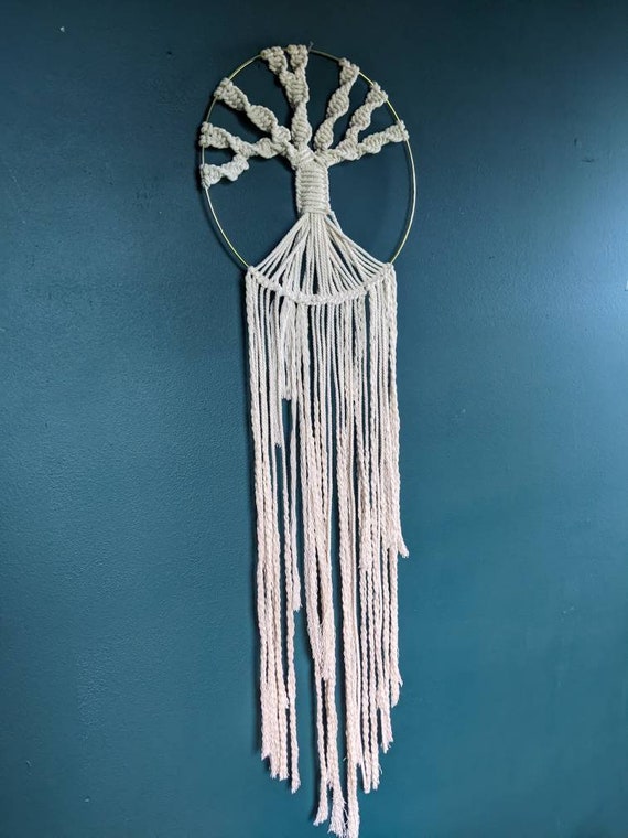 Tree of Life Macramé Wall Hanging With Gold Hoop | Etsy