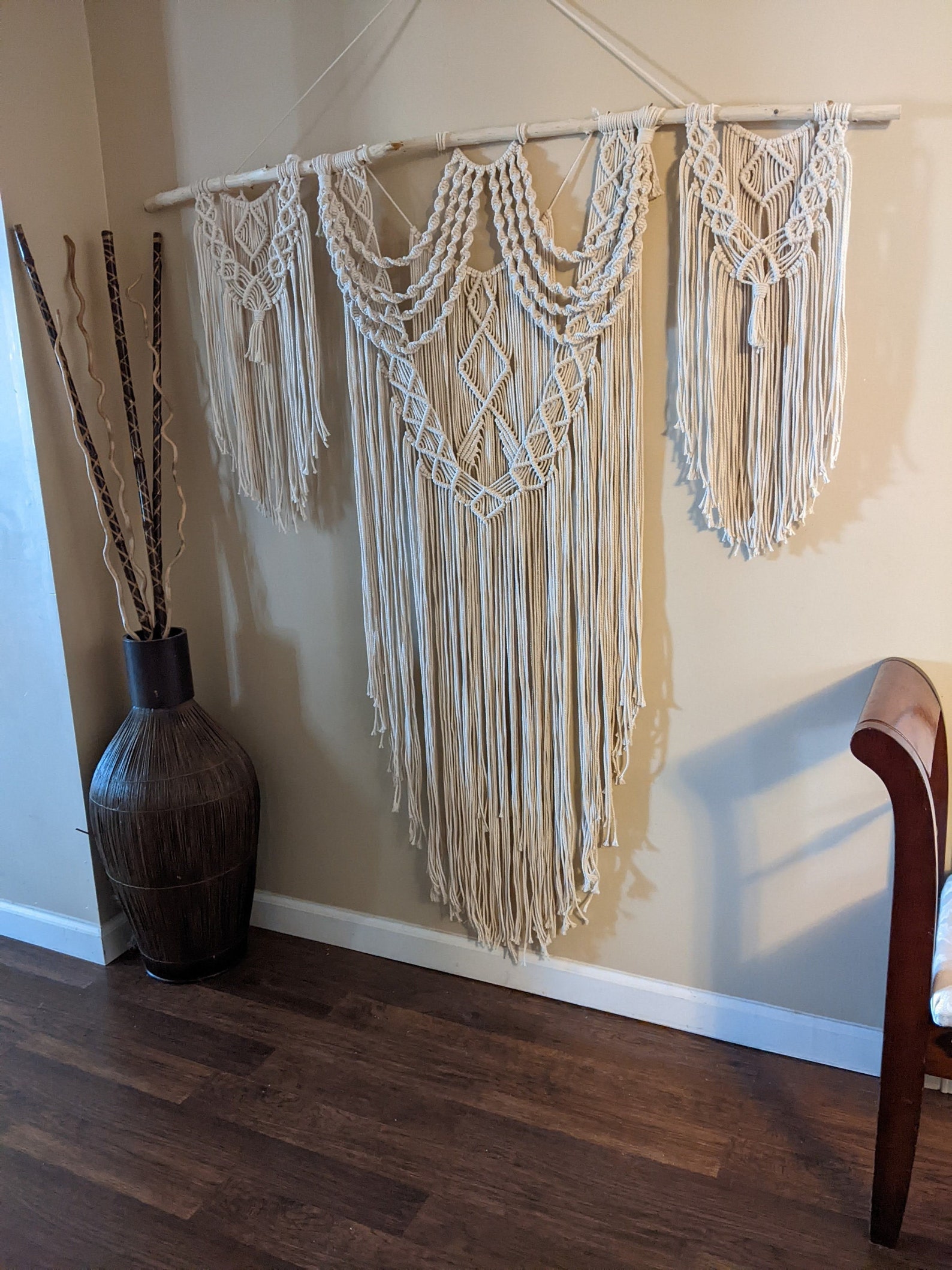 Extra Large Macrame Hanging on Pine - Etsy