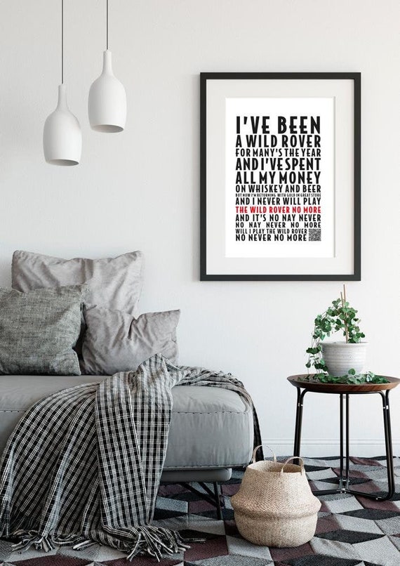 The Wild Rover Lyrics Print / The Wild Rover Song Poster / - Etsy España