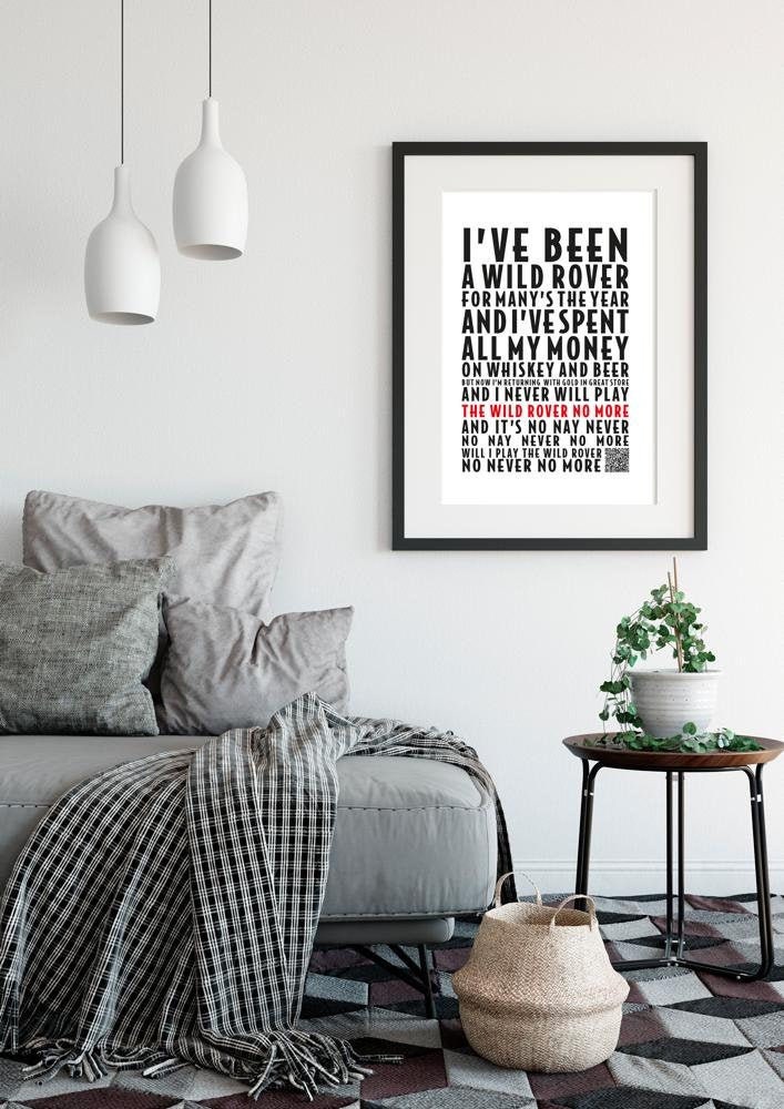 The Wild Rover Lyrics Print / The Wild Rover Song Poster / Irish Song ...
