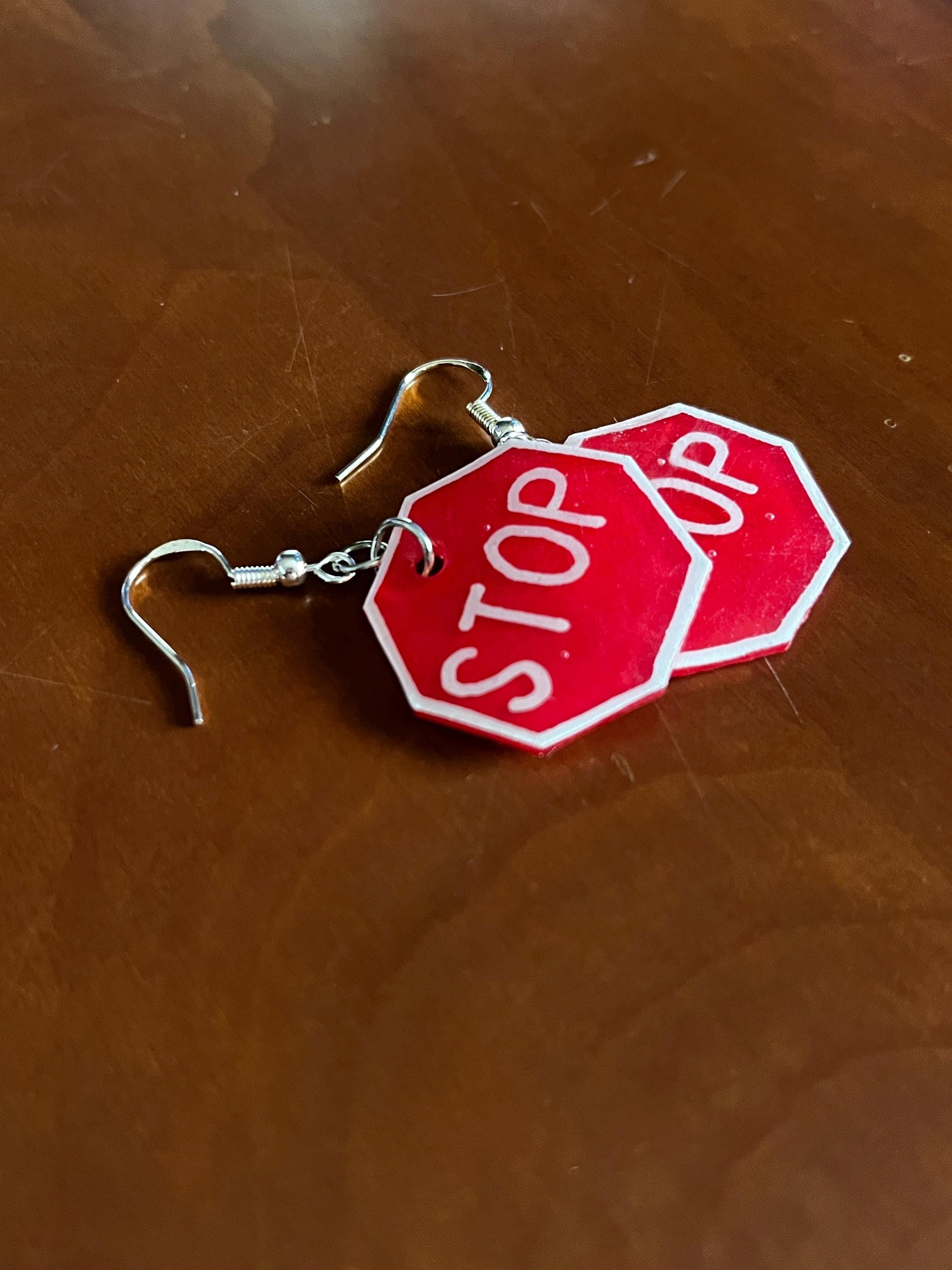 Stop Sign Inspired Dangly Colorful Earrings - Etsy