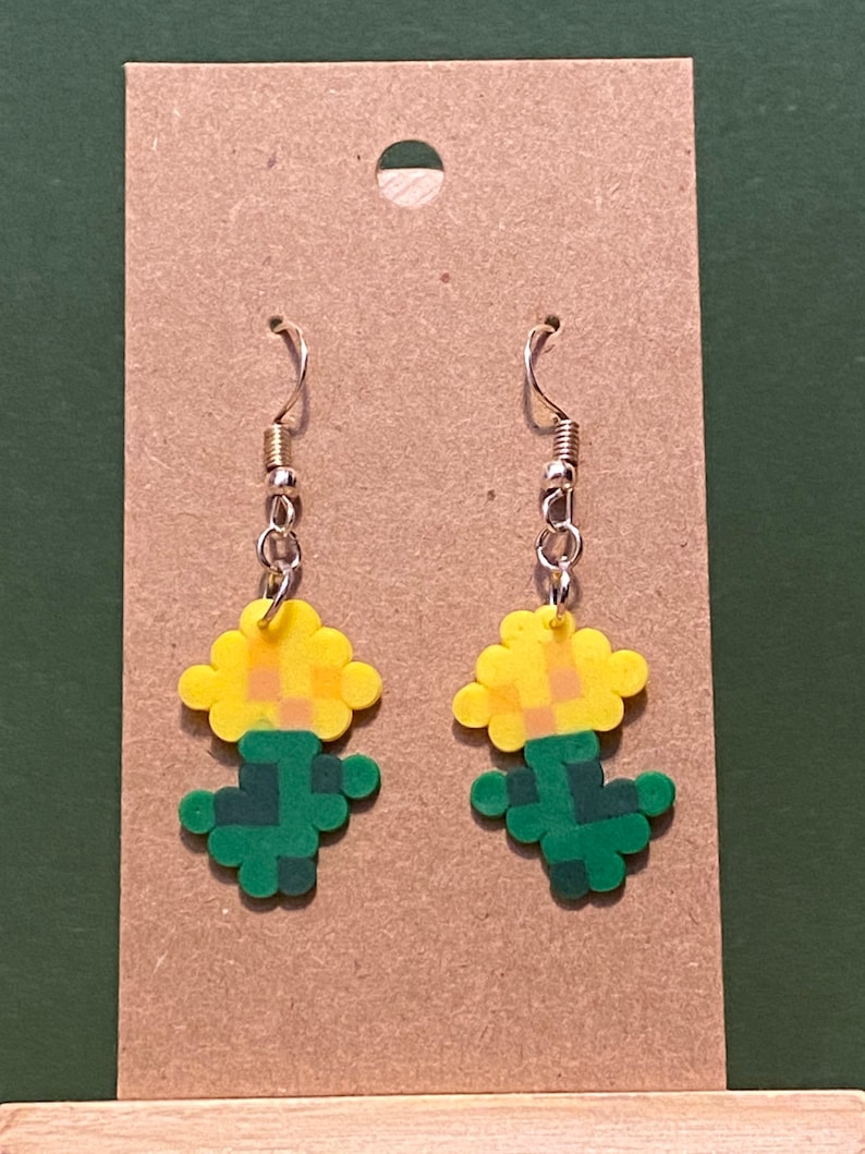 Minecraft Inspired Flower Earrings - Etsy