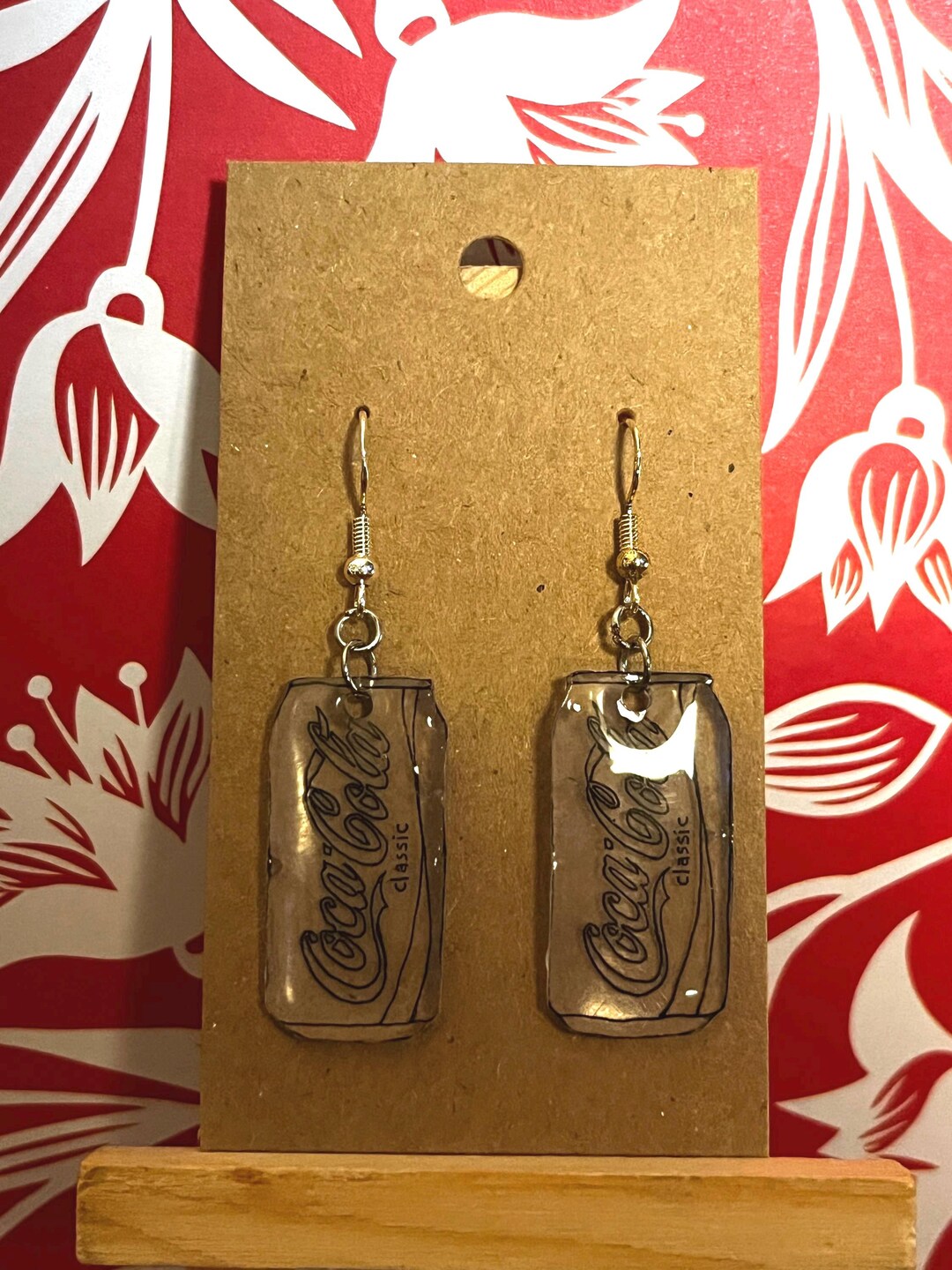 Cola Soda Can Inspired Dangly Lineart Earrings - Etsy