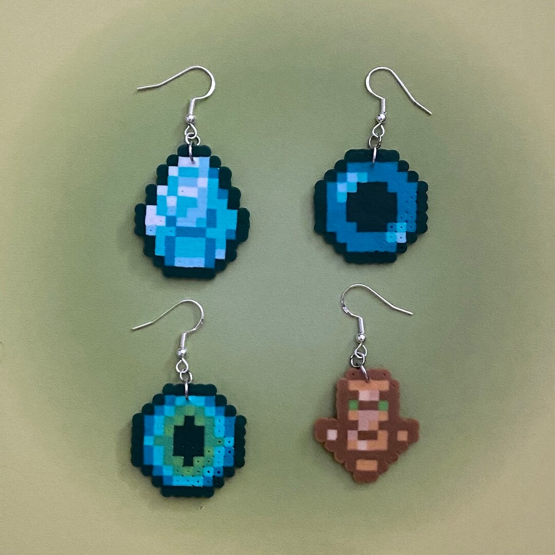 Minecraft Perler Bead Earrings, Diamond, Totem, Ender Pearl, Eye ...