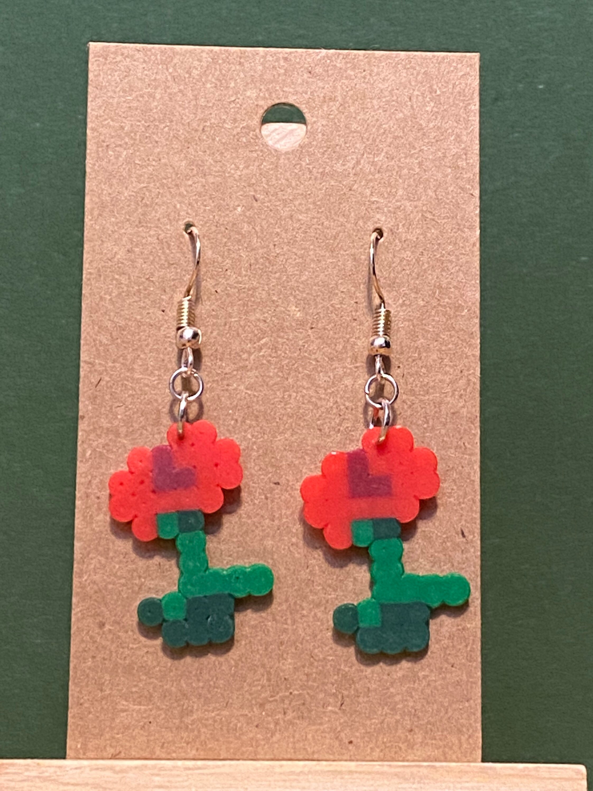 Minecraft Inspired Flower Earrings - Etsy
