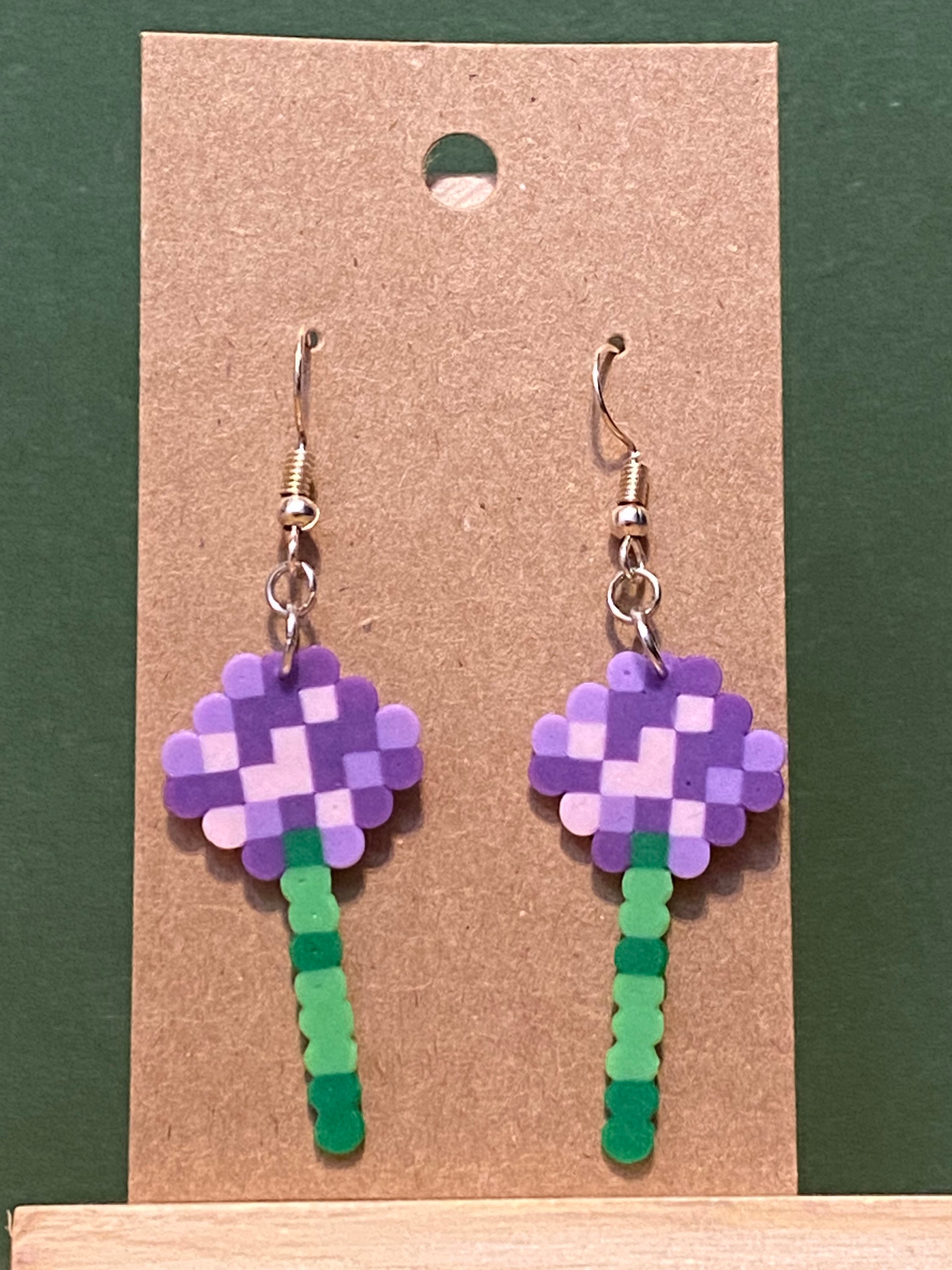Minecraft Inspired Flower Earrings - Etsy