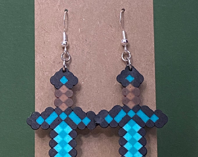 Minecraft Inspired Diamond Sword Earrings - Etsy