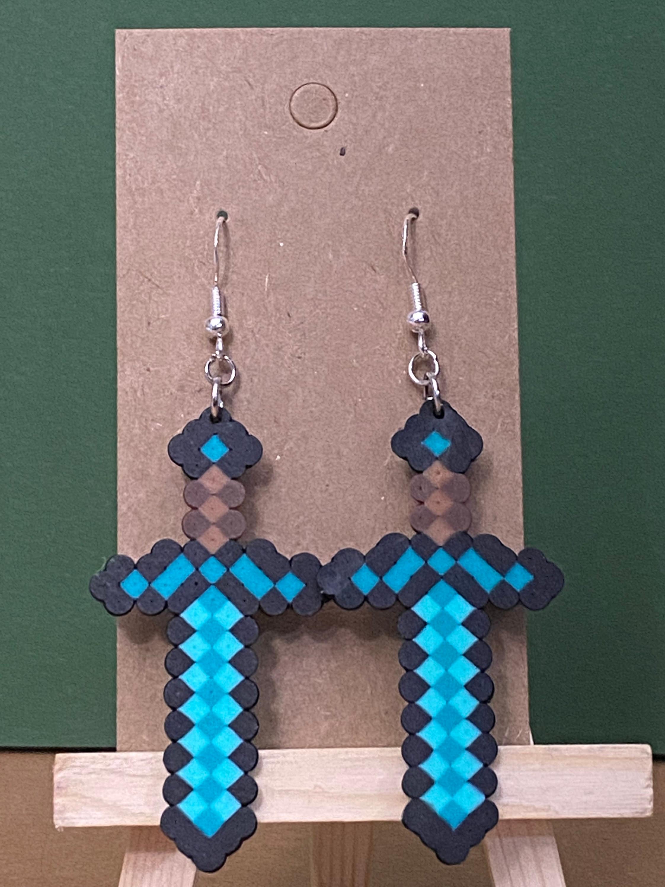 Minecraft Inspired Diamond Sword Earrings - Etsy