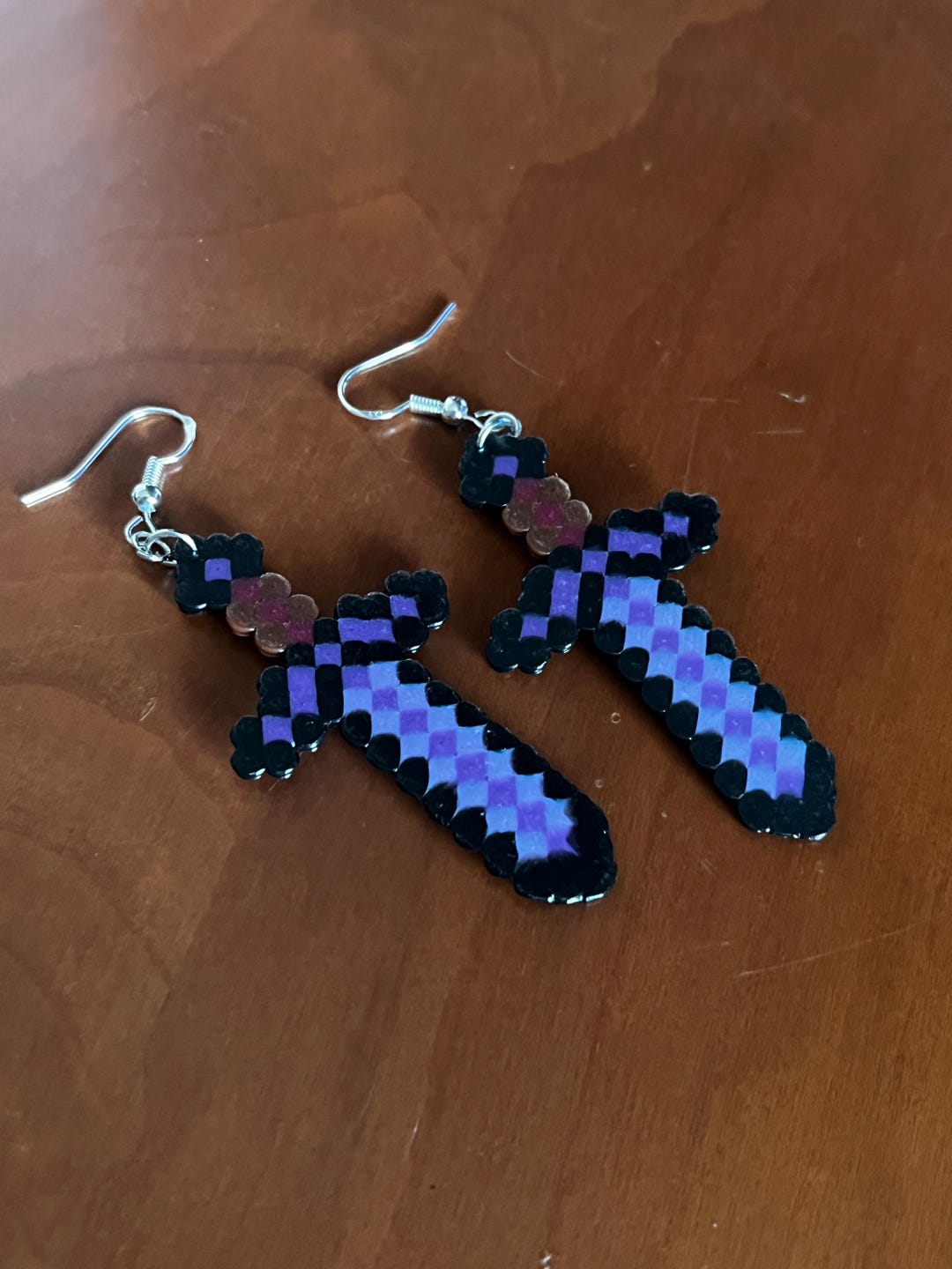 Minecraft Inspired Netherite Sword Earrings - Etsy