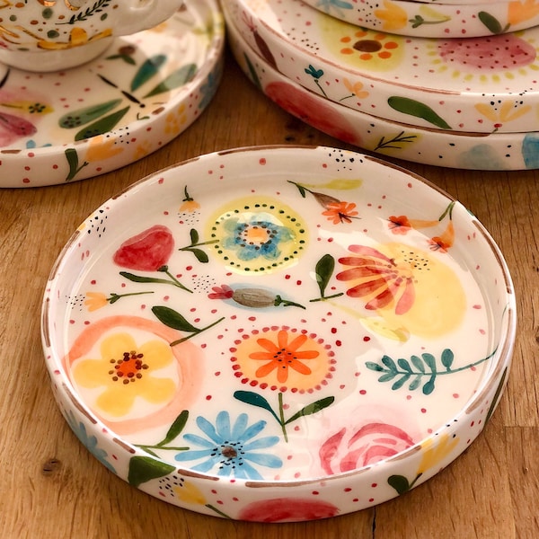 Modern White and Blue Rim Dinnerware, Stoneware Dinner Side Snack ...