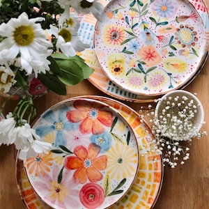 Handmade Ceramic Floral Plate - Etsy
