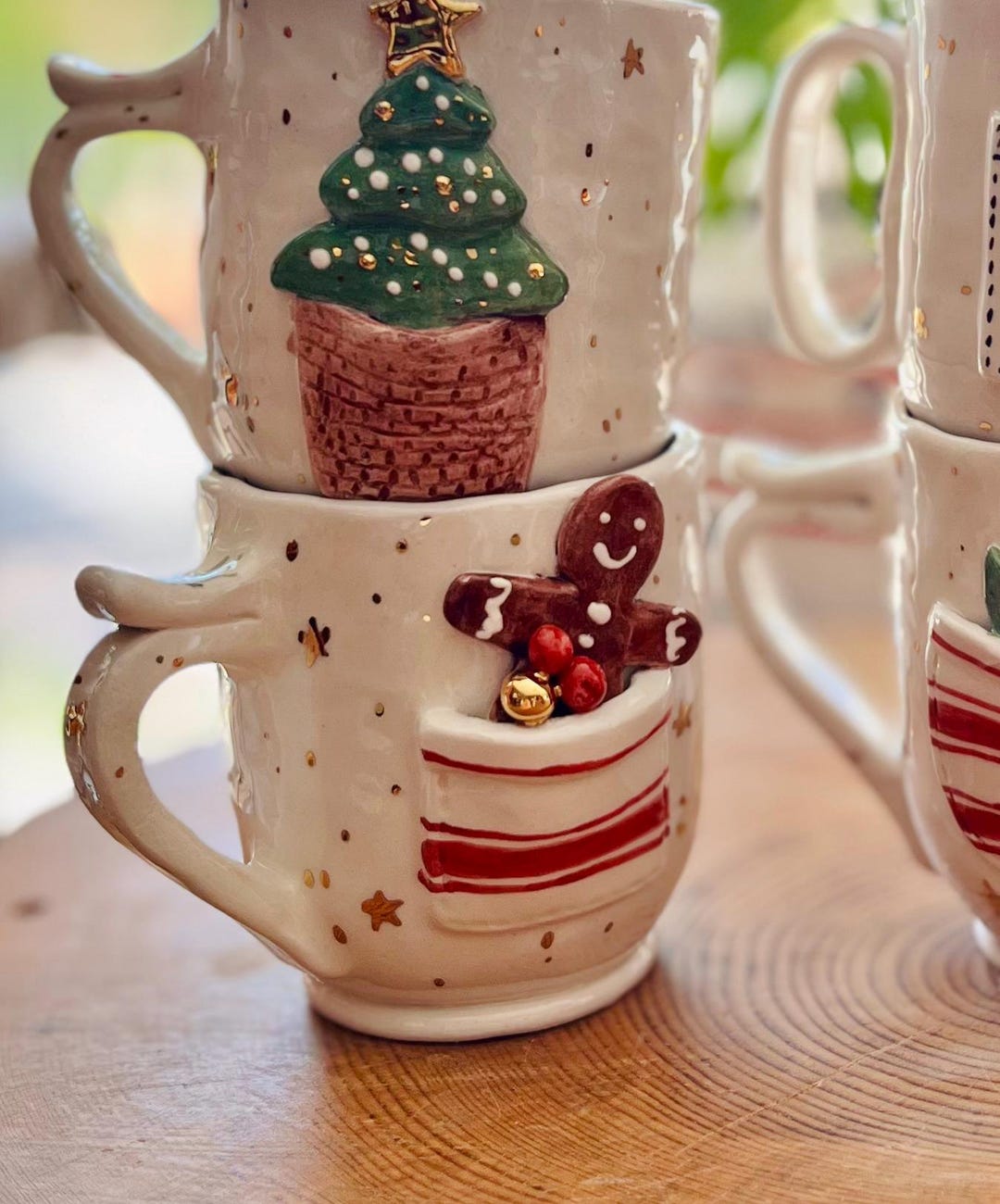 Christmas Gingerbread Mug, Handmade Ceramic Xmas Cup With Gold - Etsy