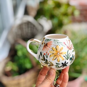 Handmade Ceramic Floral Mug With Real Gold - Etsy