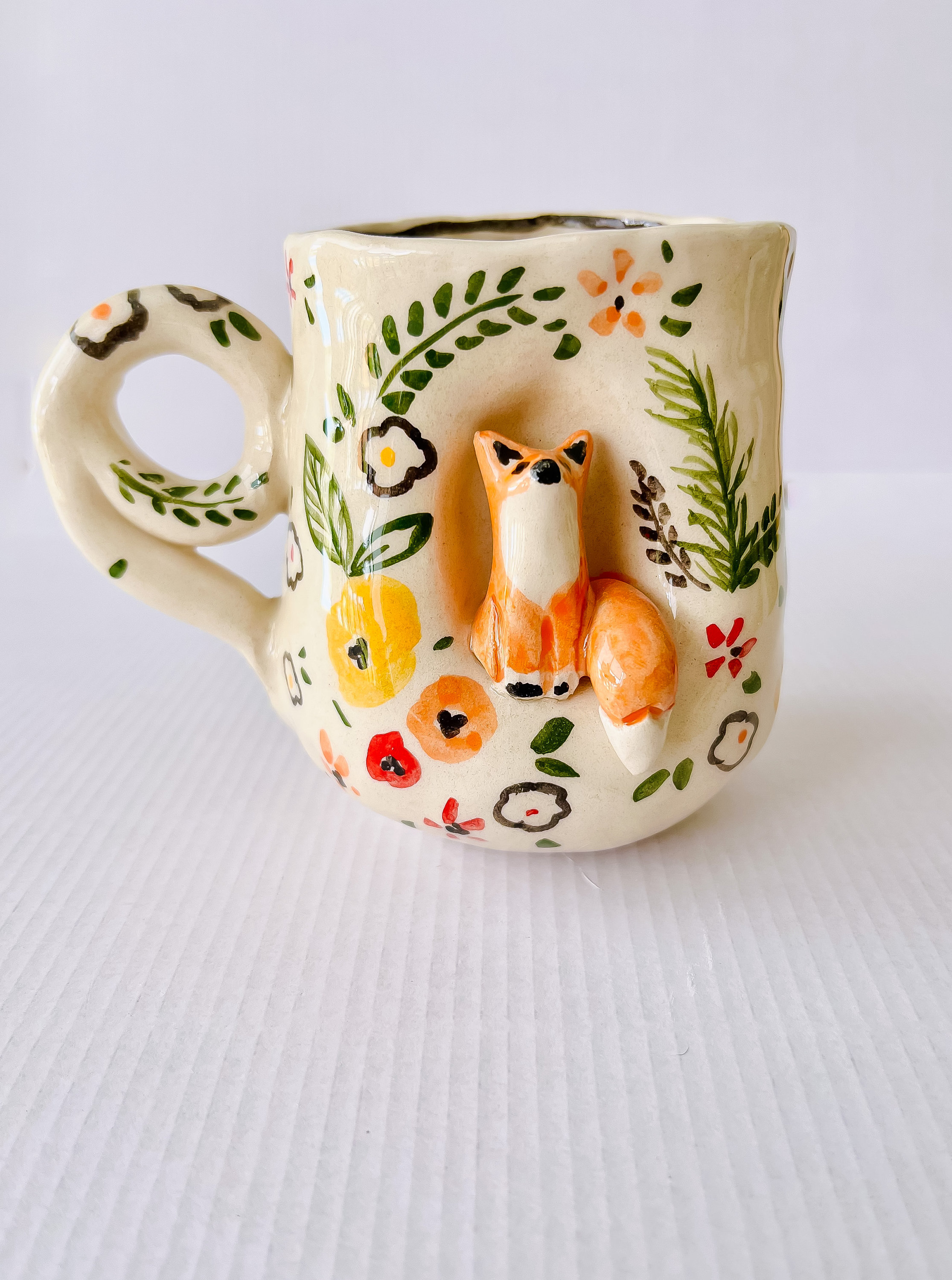 Handmade Ceramic Mug With Fox Detail - Etsy