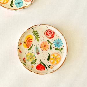 Handmade Ceramic Plate With Flower Design - Etsy