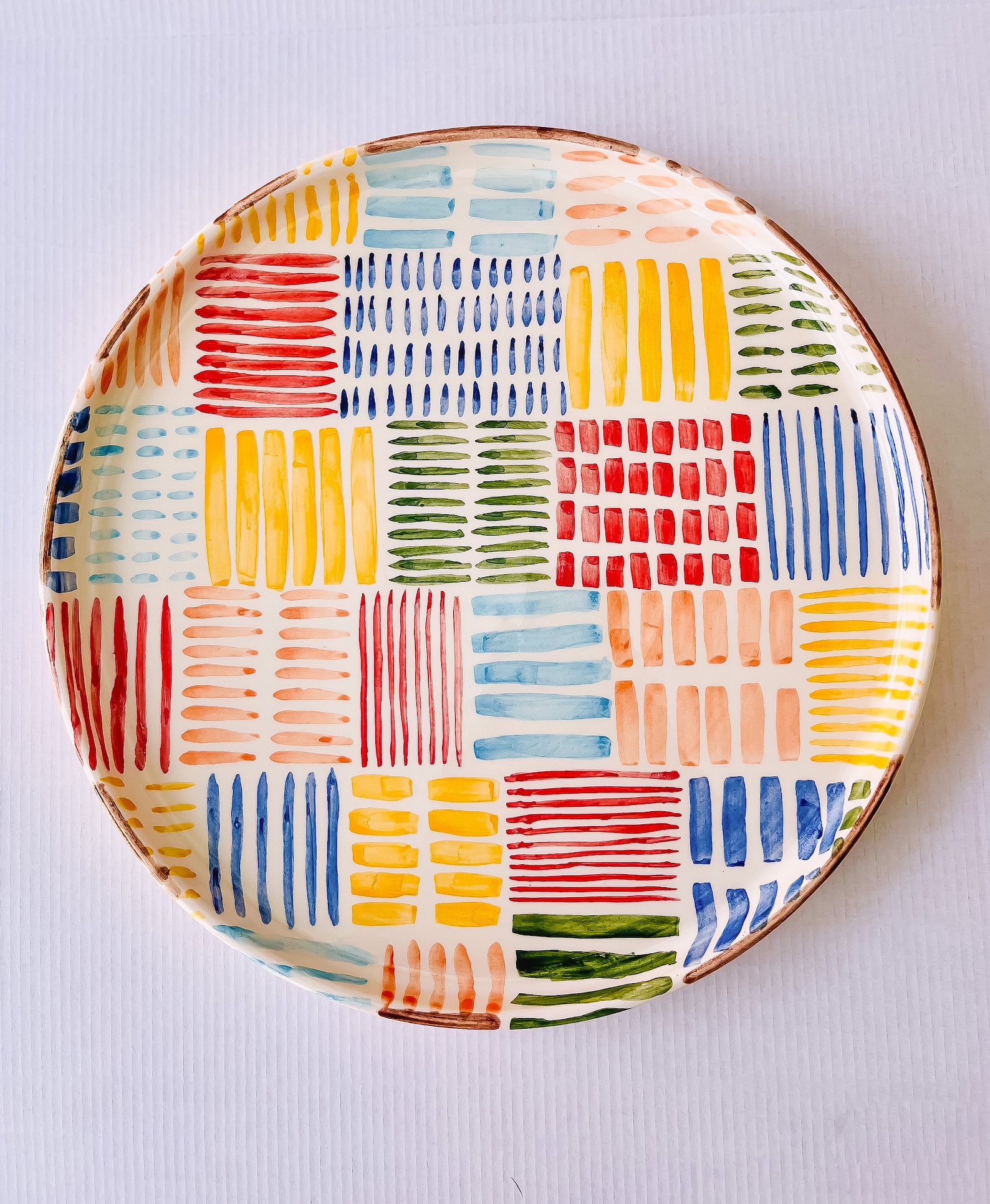 Ceramic Plate With Geometric Patterns 28cm - Etsy