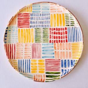 Ceramic Plate With Geometric Patterns 28cm - Etsy