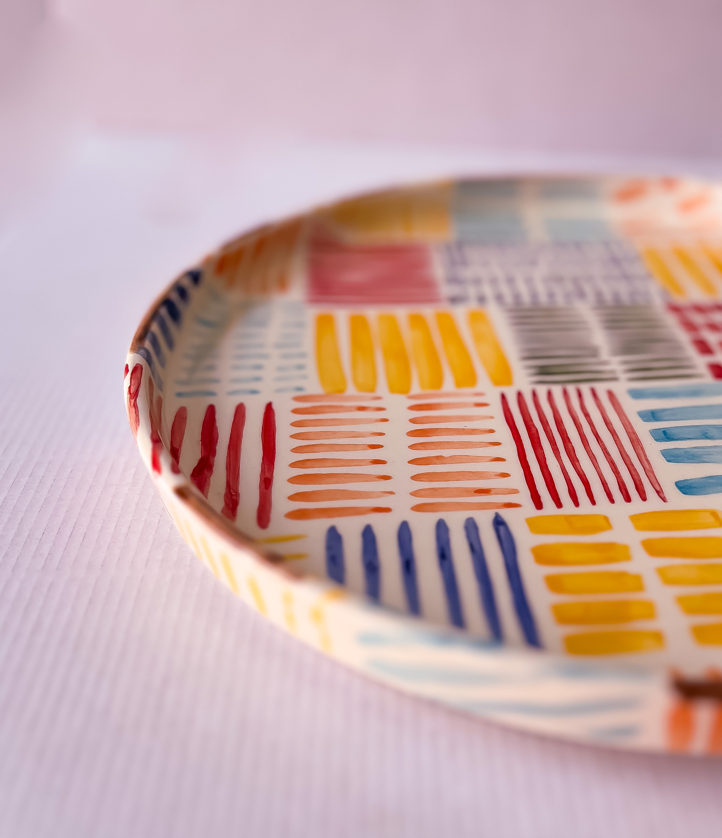 Ceramic Plate With Geometric Patterns 28cm - Etsy