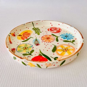 Handmade Ceramic Plate With Flower Design - Etsy