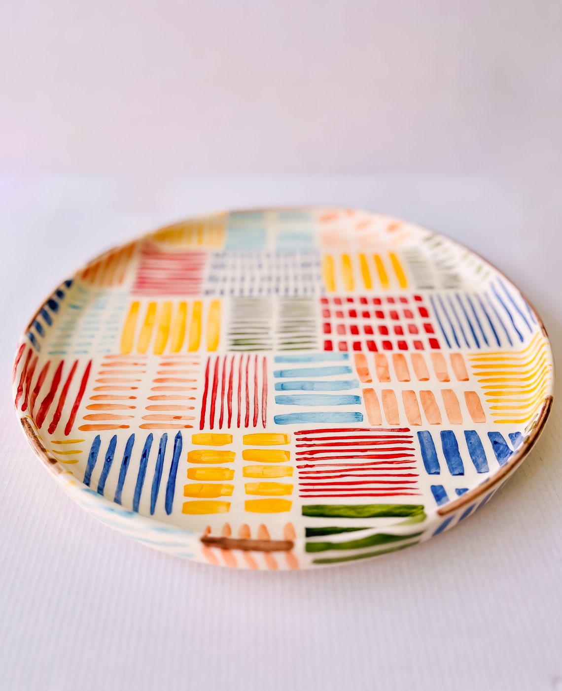 Ceramic Plate With Geometric Patterns 28cm - Etsy