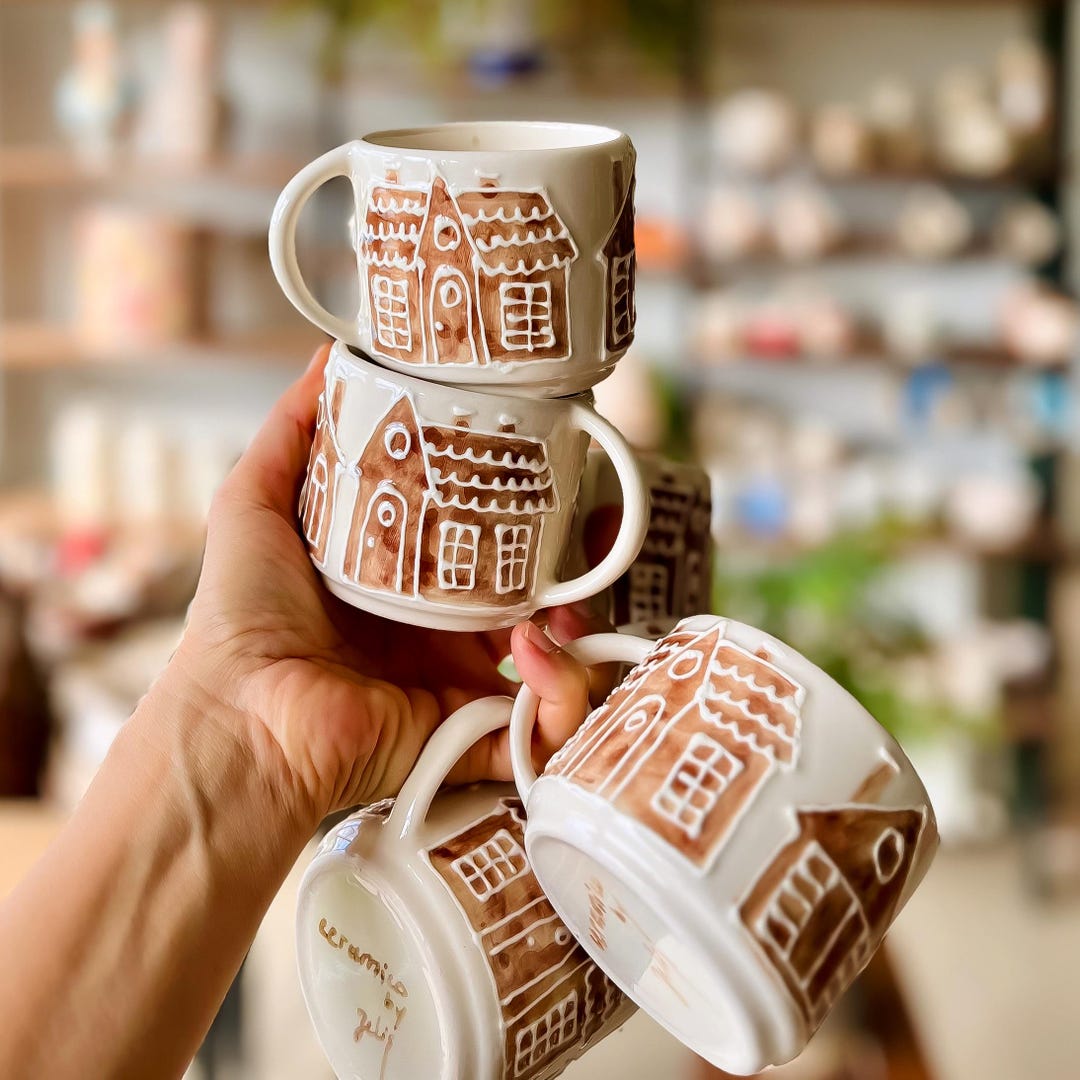 Handmade Ceramic Gingerbread Cup - Etsy