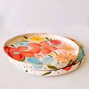 Handmade Ceramic Floral Plate - Etsy