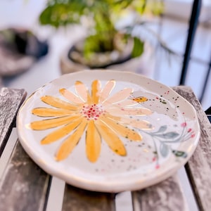 Handmade Ceramic Plate With Flower Design 15cm - Etsy