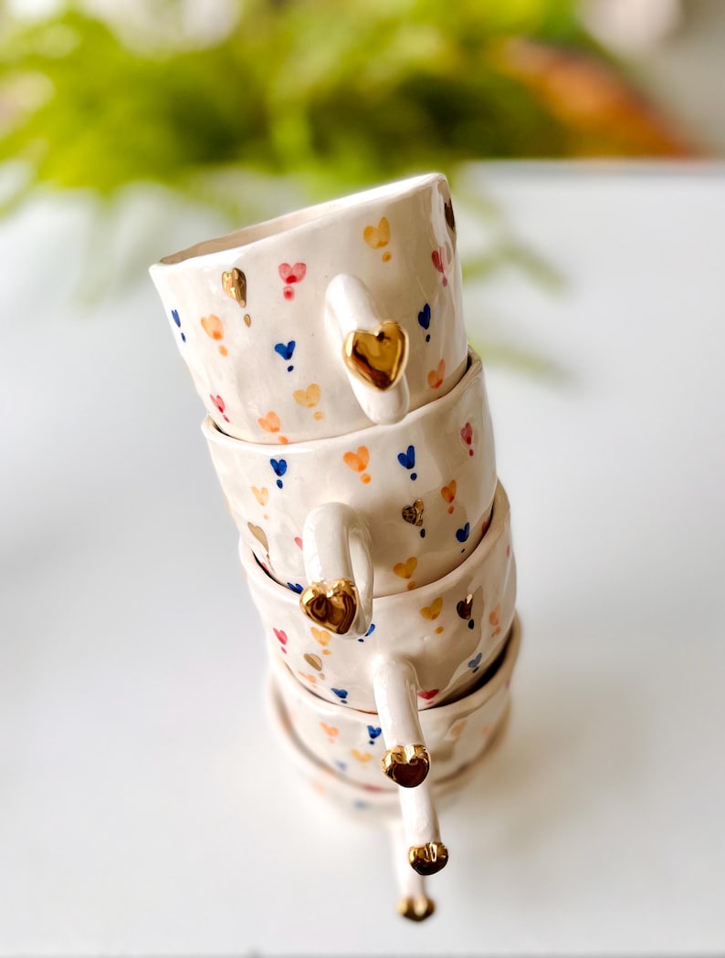 Valentine's Day Mug, V-day Handmade Ceramic Cup With Gold - Etsy