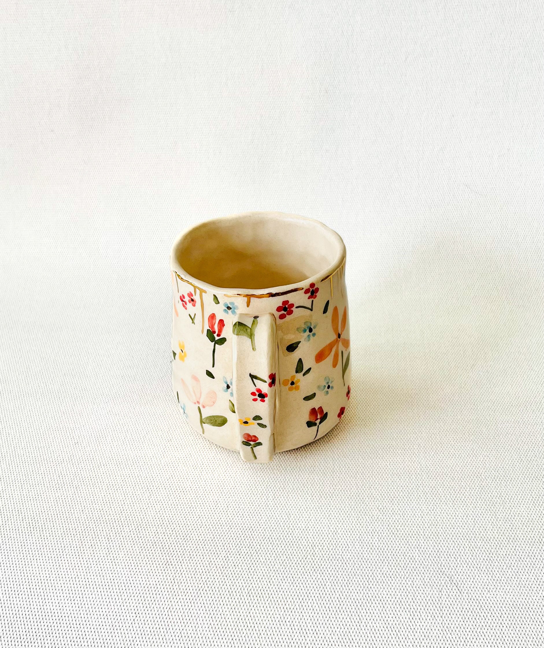 Ceramic Flower Mug With Gold - Etsy