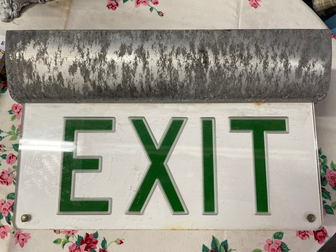 Vintage exit sign Vintage green and plexiglass exit sign | Etsy