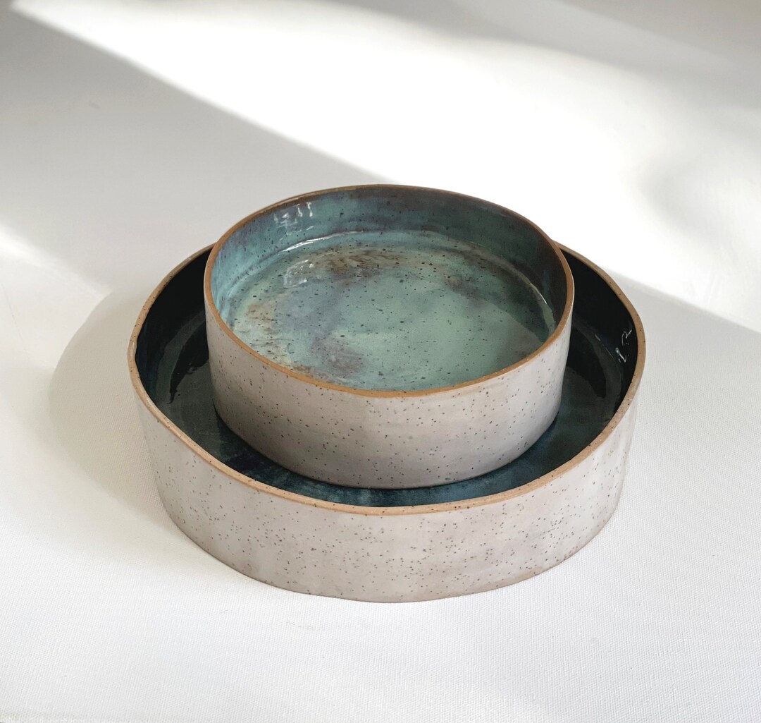 Hand Built Stoneware Double-sided Plate, Centerpiece, Modern Design ...