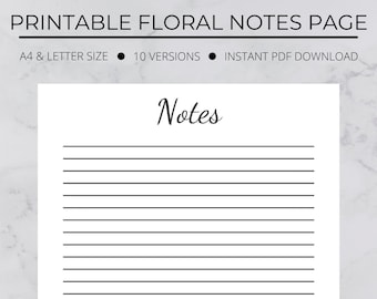 Floral Note Page Printable - Etsy