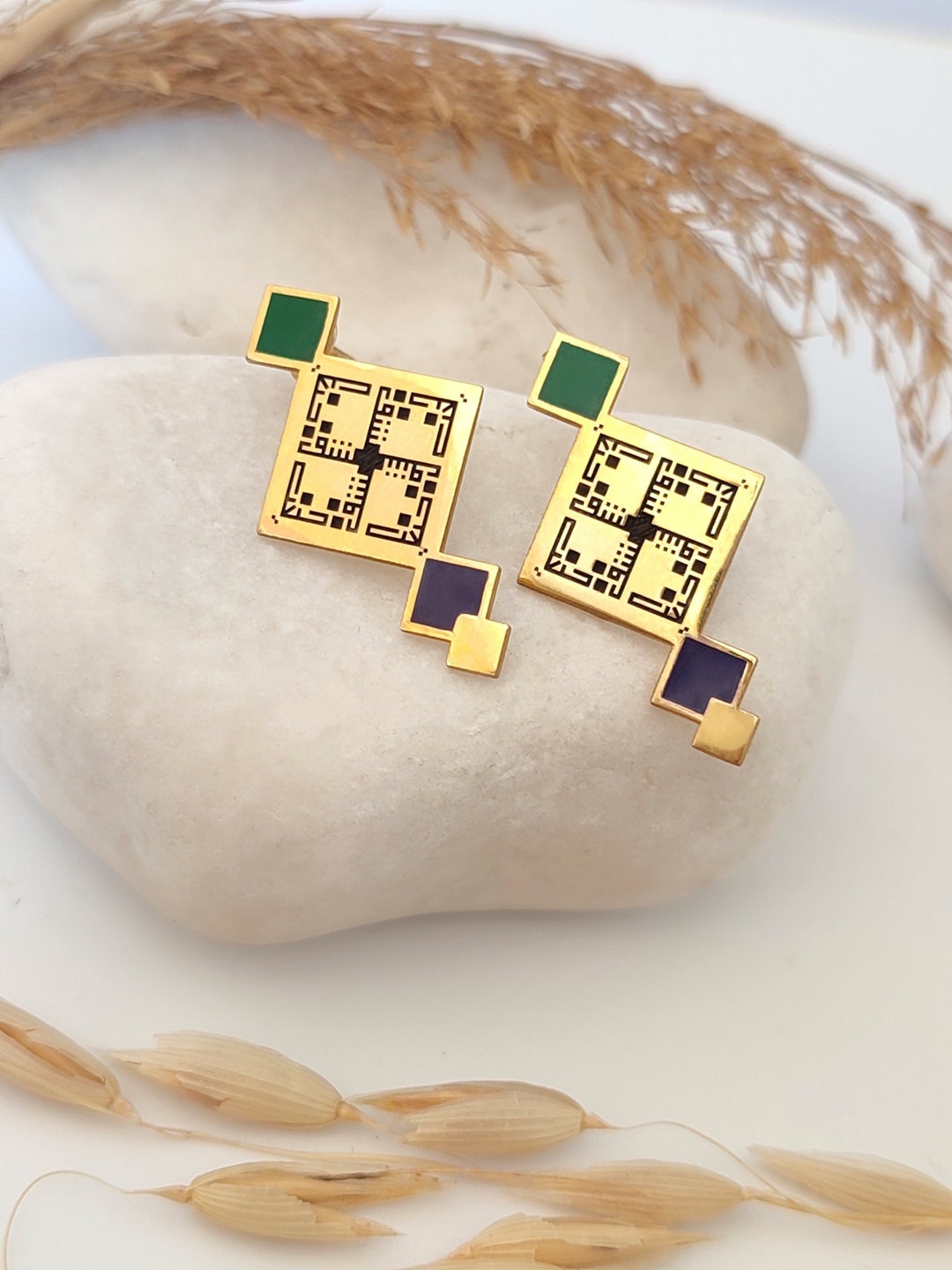 Love and Compassion the Kufic Art Earring, Trendy Romantic Ethnic ...