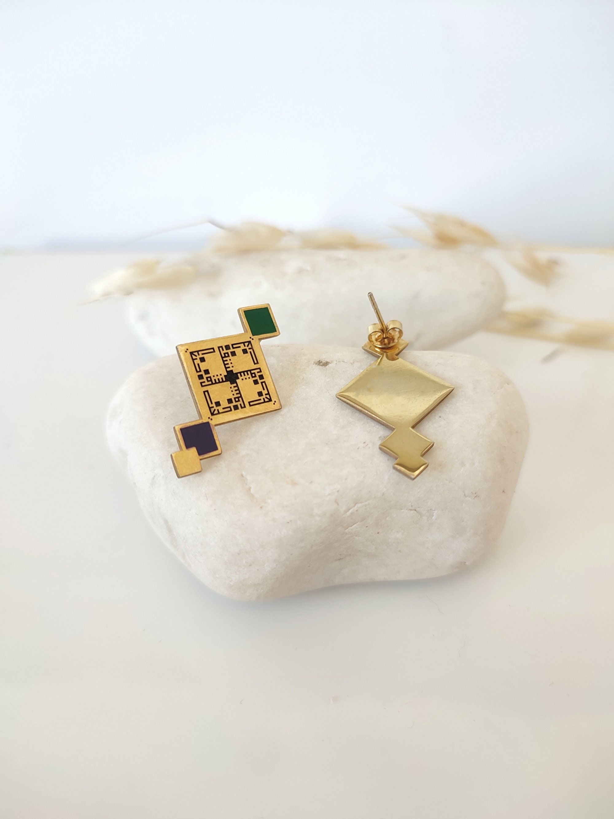 Love and Compassion the Kufic Art Earring, Trendy Romantic Ethnic ...