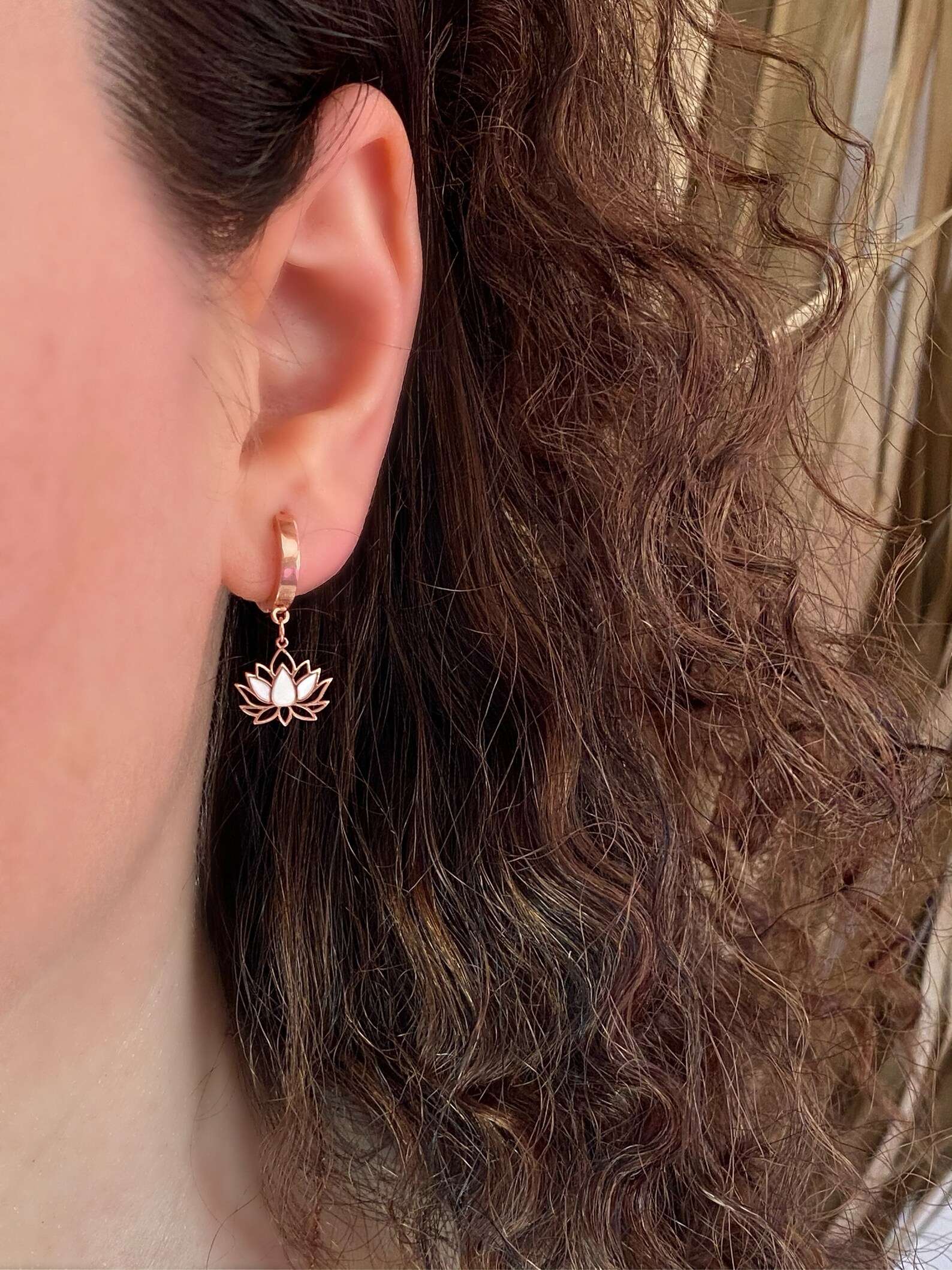 White Lotus Flower Earrings: Sterling Silver Minimalist Jewelry - Etsy