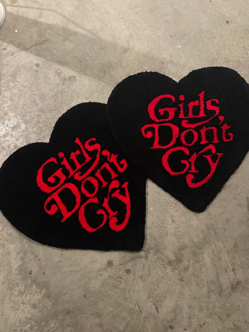 Girls Dont Cry Rug | Custom Rug | Handmade Rug | Heart Shape Rug ...