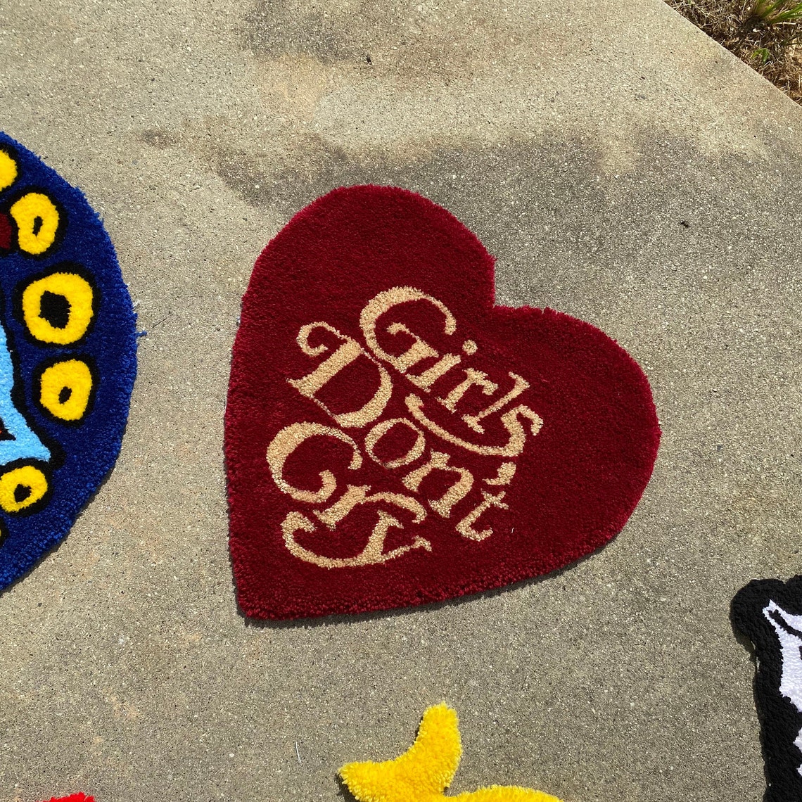 Girls Dont Cry Rug | Custom Rug | Handmade Rug | Heart Shape Rug ...