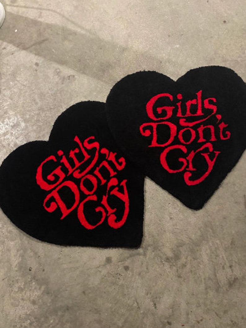 Girls Dont Cry Rug | Custom Rug | Handmade Rug | Heart Shape Rug ...