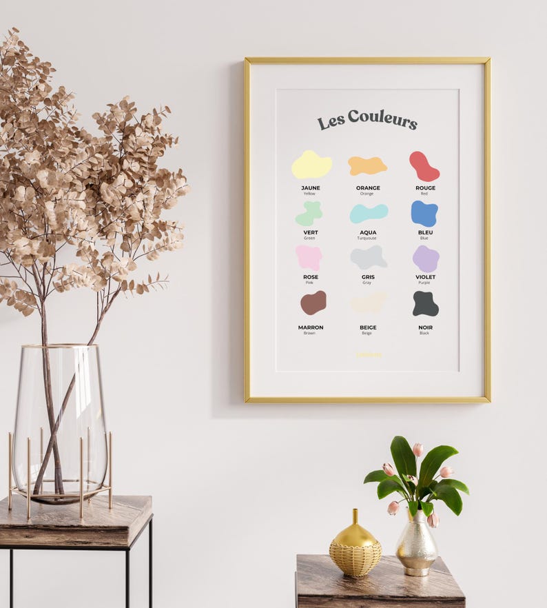 French Colors Poster - Les Couleurs Printable - Bilingual French ...