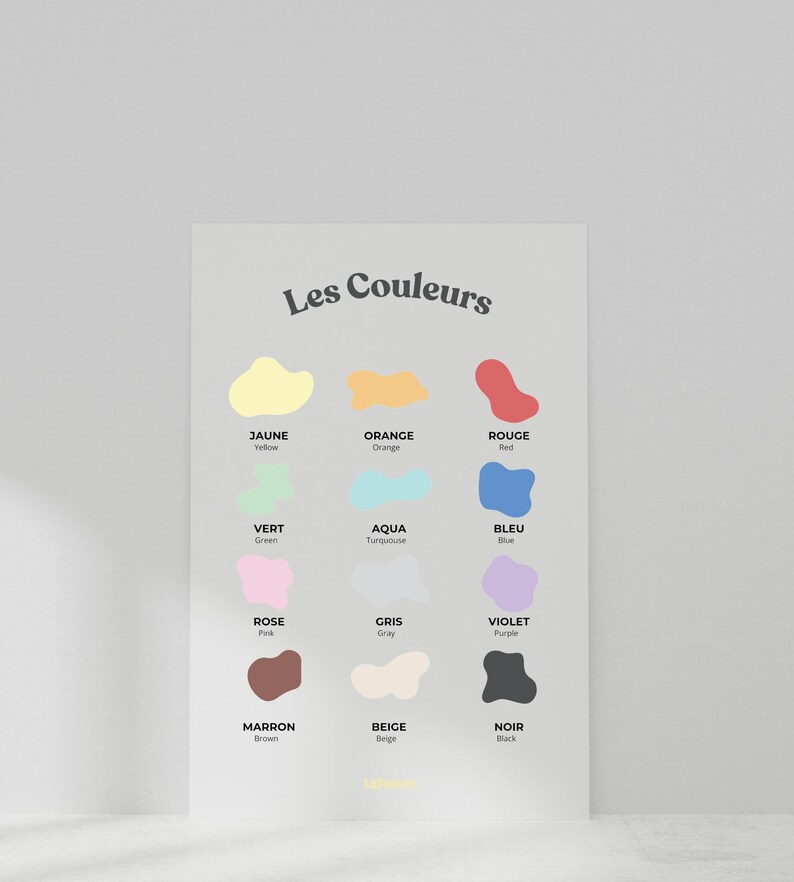 French Colors Poster - Les Couleurs Printable - Bilingual French ...